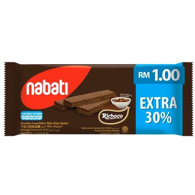 Richoco Nabati Chocolate Cream Wafer Extra 30% 45g | Shopee Malaysia