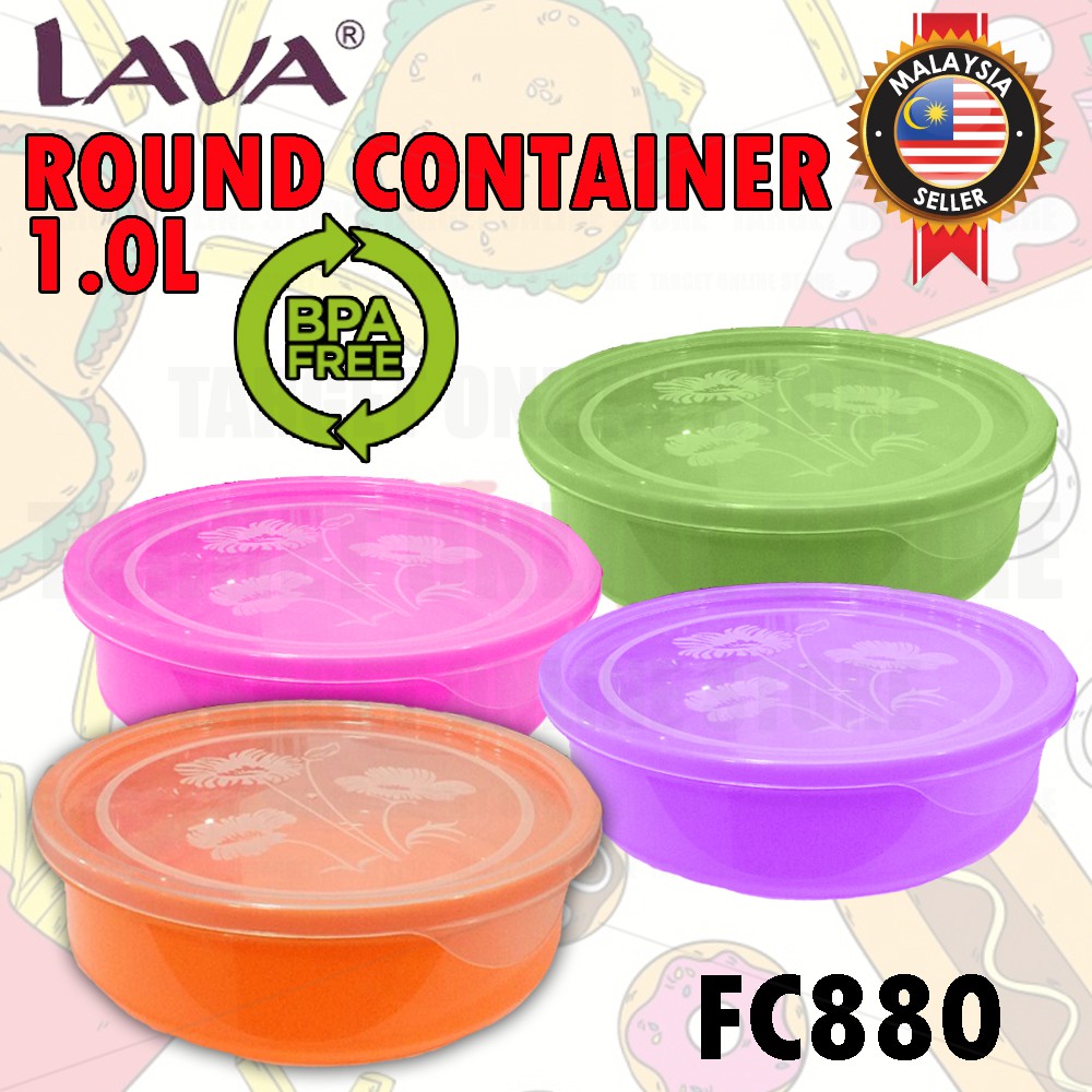 LAVA Round Food Container Tupperware 1.0 Litre FC880 BPA Free/Bekas ...