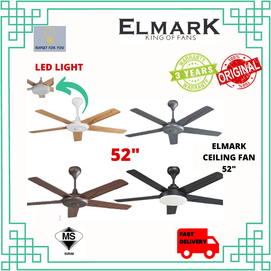[NEW ARRIVAL] ELMARK REMOTE CEILING FAN 52” TP102 (LED/WITHOUT LED ...