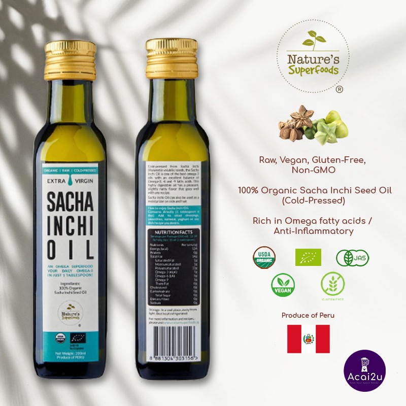 Nature's Superfoods Organic Cold-Pressed Sacha Inchi Seed Oil, Extra ...