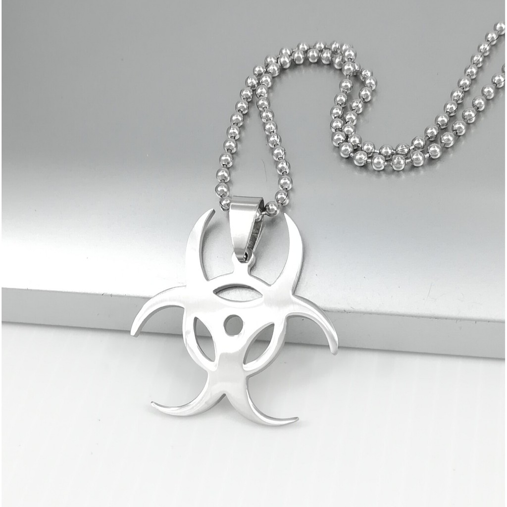 Silver Resident Evil Biohazard Surfer Stainless Steel Pendant 24" Mens ...
