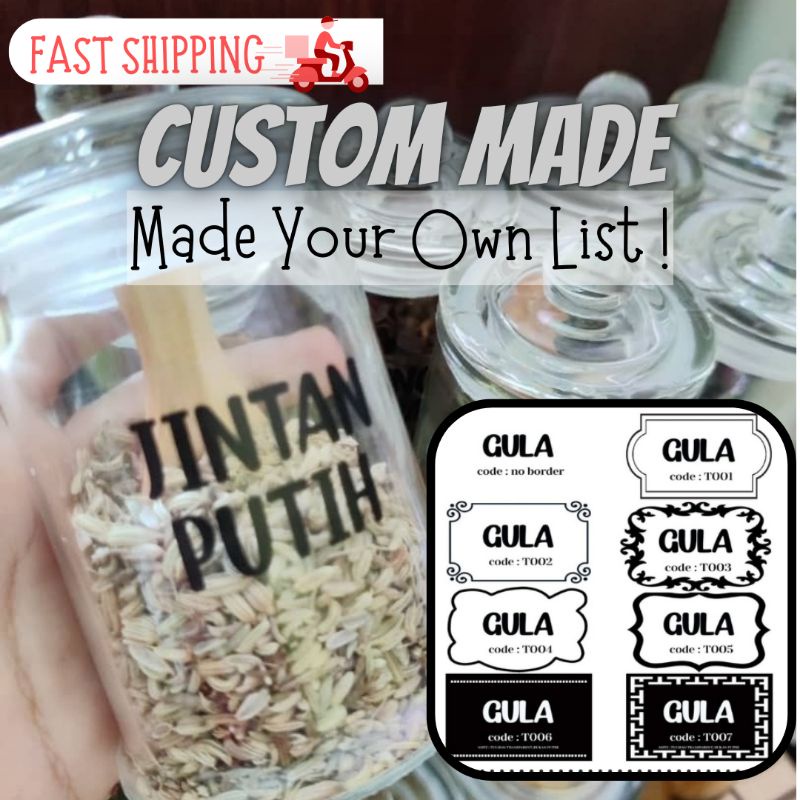 [CUSTOMADE] 27pcs Sticker Label Dapur Transparent Waterproof 3cmx5cm ...