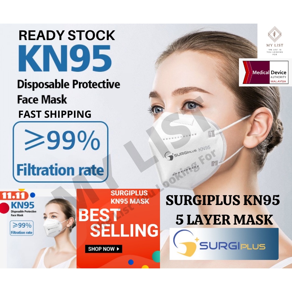 Surgiplus KN95 mask 5 layer mask (Individual Packing) | Shopee Malaysia