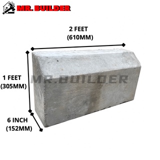 MR.BUILDER 1'X 2' Concrete Road Kerb Road Divider Precast Building ...