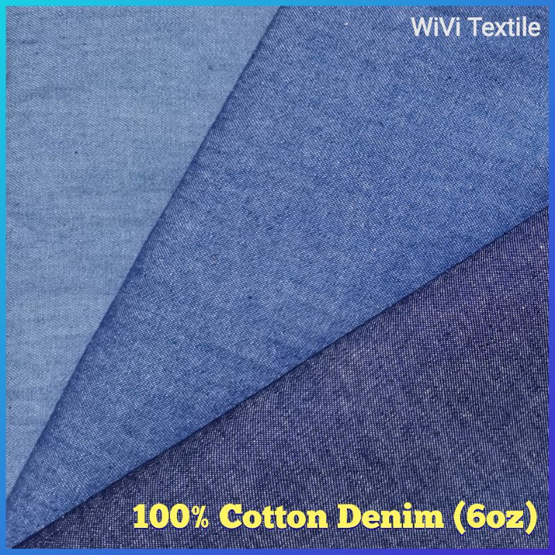 58" 100% Cotton Denim (6oz) / Kain Jeans Nipis - per meter | Shopee ...