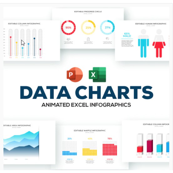 Animated Excel Data Charts PowerPoint Presentation Template | Shopee ...