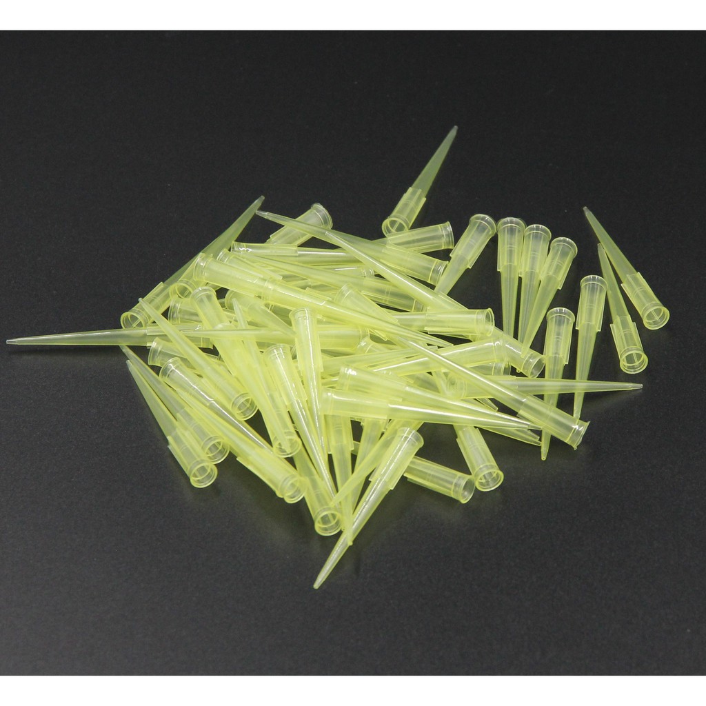 Laboratory Clear Yellow 200μL Lab Liquid Pipette Pipettor Tips 1000 Pcs ...