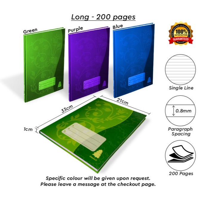 Greenhill F4 Hard Cover Foolscap Note Book Buku Log Panjang / F5 Buku ...