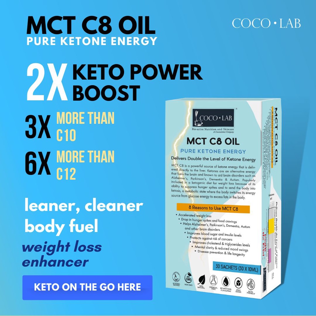 MCT C8 Oil Sachet (Medium Chain Triglycerides 100% Pure C8) 30 Sachets | Weight Loss, Keto Diet ...
