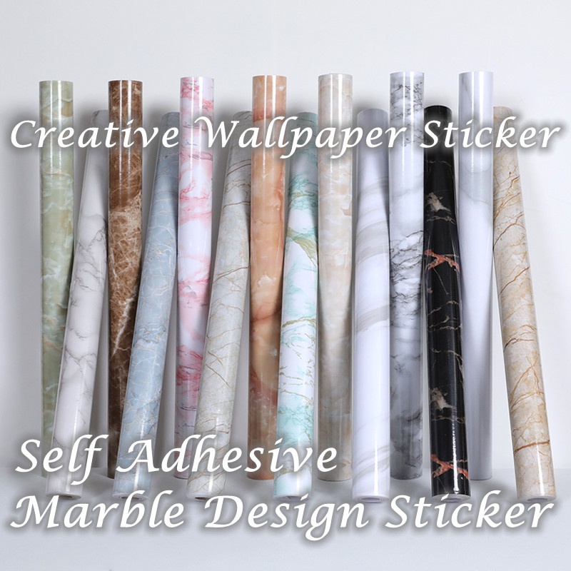 (60cmx5m) Self Adhesive Marble Design PVC Sticker Waterproof Oilproof ...