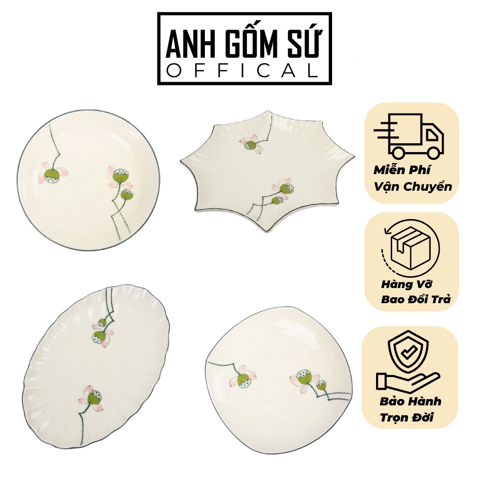 High-quality cream enamel food plate, Bat Trang ceramic plate with ...