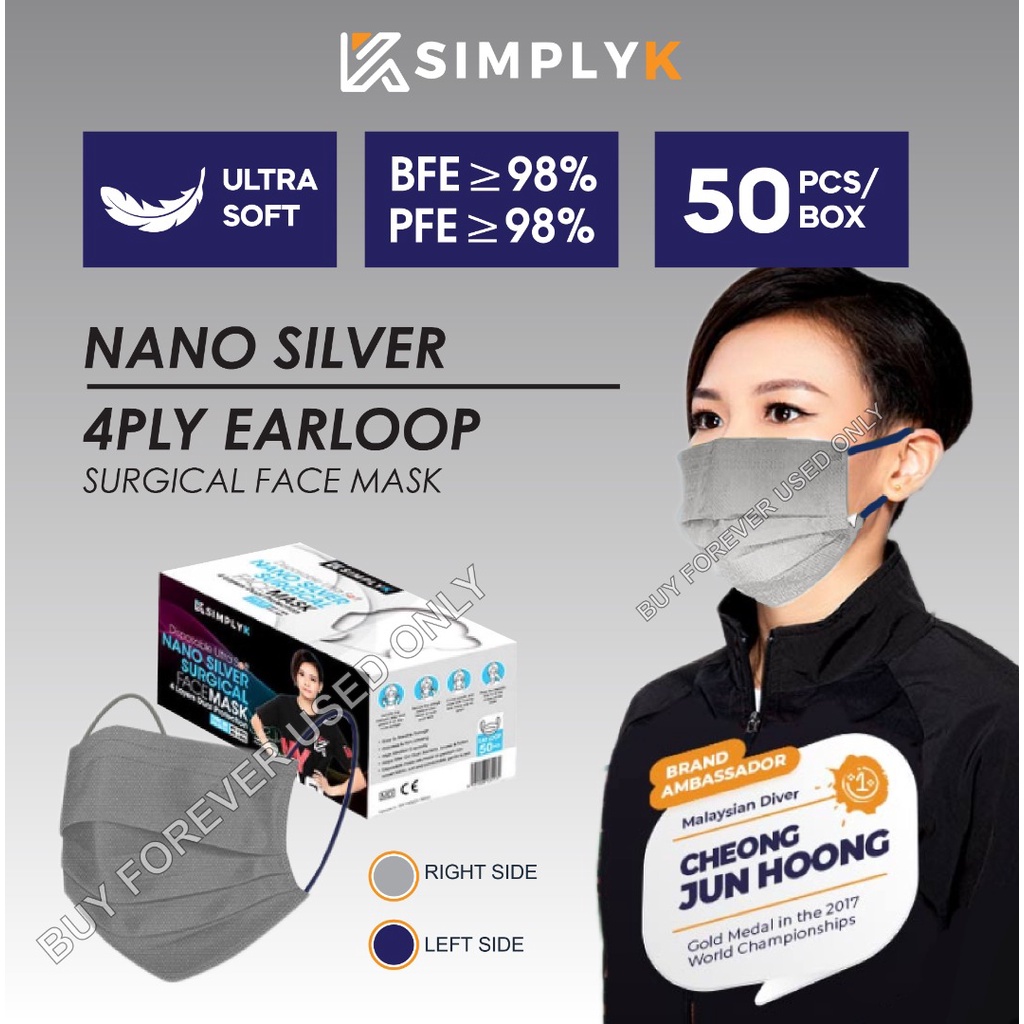 MDA Cert Simply K Surgical 4 Ply NanoSilver Black-Series Surgical Face ...