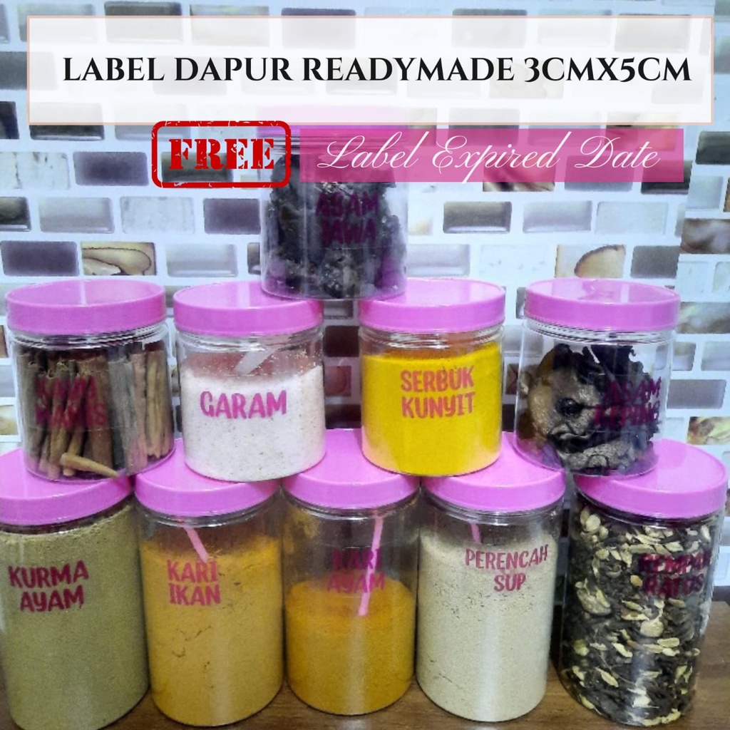 (90pcs)Sticker Label Dapur Kitchen Label Readymade Tanpa Border Color ...