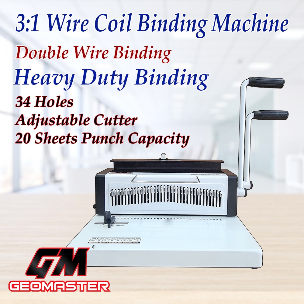 Geomaster Heavy Duty Adjustable Cutter 3:1 Wire Binding Machine , Double Wire Binding Machine ...