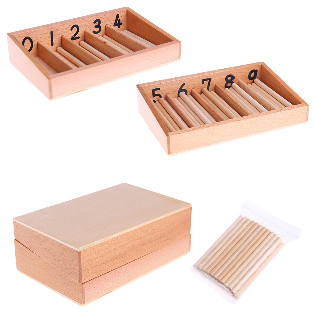 Montessori Wooden Spindle Box 45 Spindles Mathematics Counting ...
