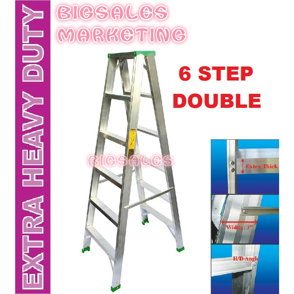 6 Steps BIGSALES Aluminium Double Sided Ladder / Tangga 6 Steps ...