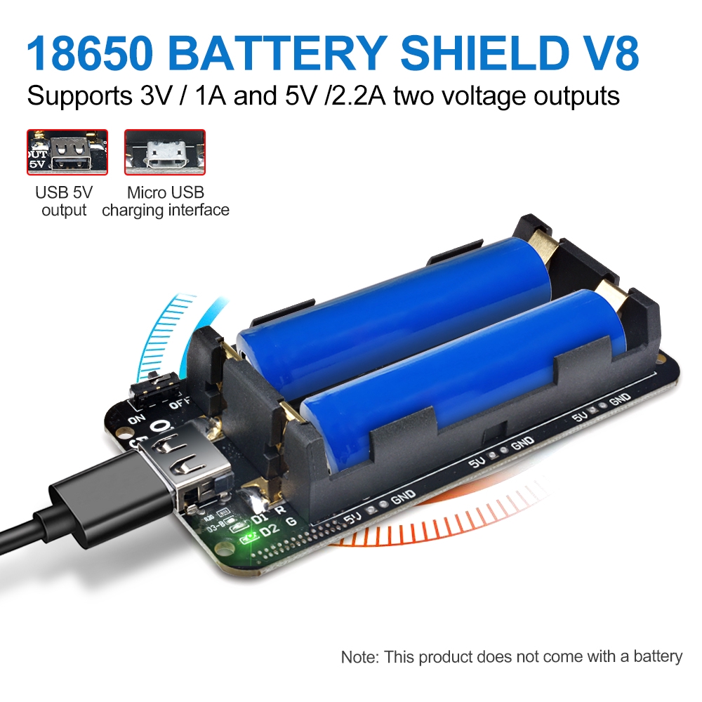 5v 3a 3v 1a 18650 Battery Shield V8 Mobile Power Bank Extension Board