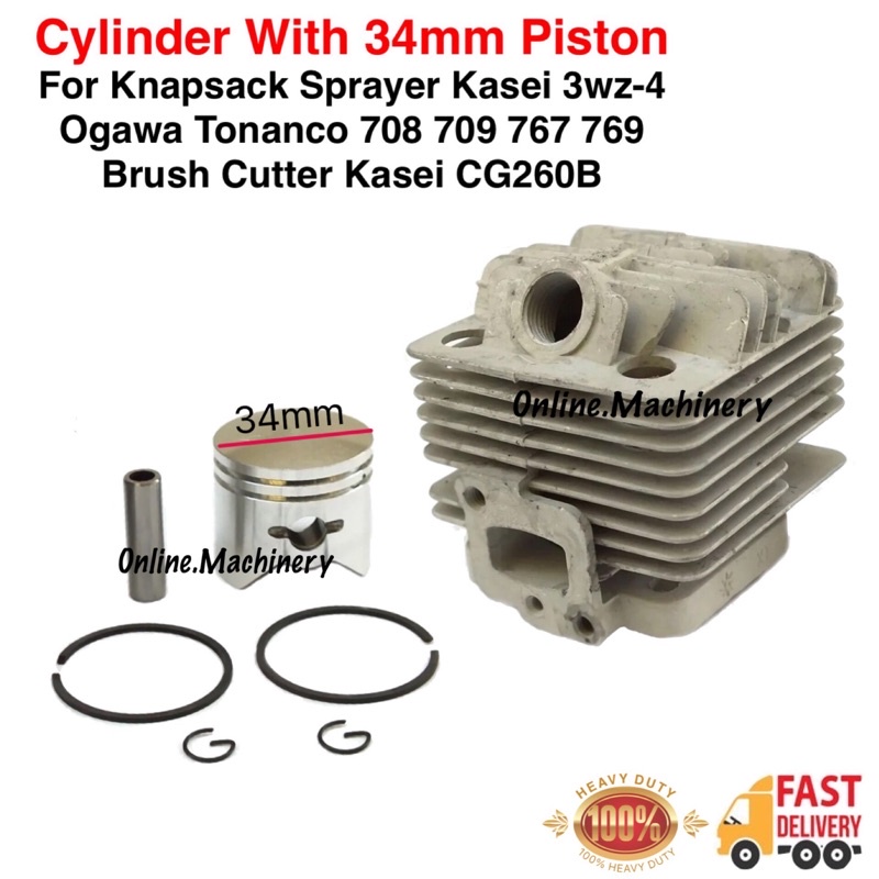 Cylinder Block Knapsack Sprayer 34MM Piston 3wz-4 1E-34F Ogawa Sp290mf Brush Cutter Kasei CG260B ...