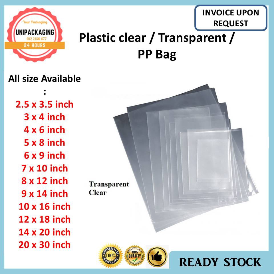 PP Plastic【Msia Stock】Borong Plastik Transparent Clear Plastics Bag ...