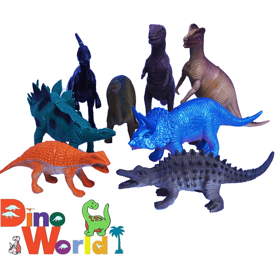 8 Pcs Dinosaurs Animal Rubber Toy Set For Kids / Mainan Getah Dinosaur ...
