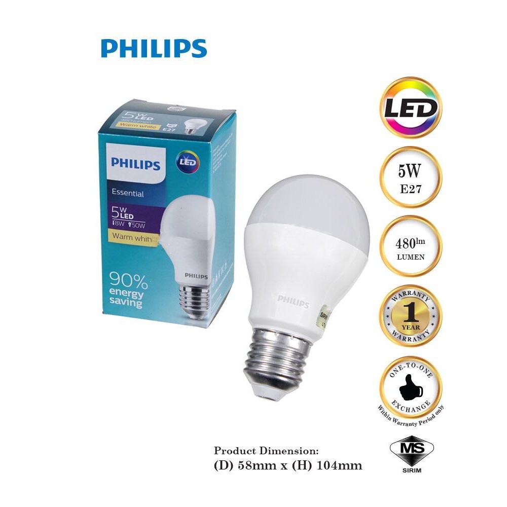 PHILIPS 5W/7W/9W/11W/13W E27 ESSENTIAL GEN2 LED BULB/LED PHILIPS ESS 5W ...