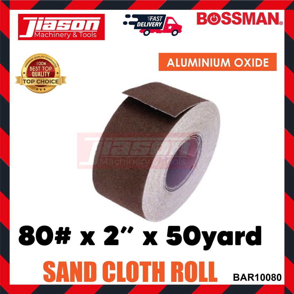 BOSSMAN BAR10080 80# x 2" x 50Yard Sand Cloth Roll (Aluminium Oxide ...