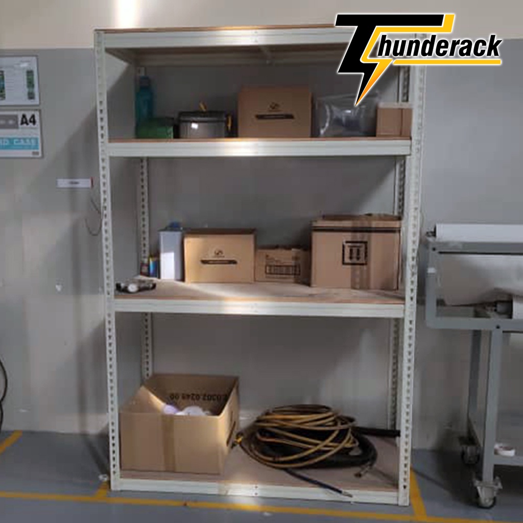 🤍 HEAVY DUTY BOLTLESS RACK🤍 BEIGE WHITE Colour Metal Rack with 4 Levels ...