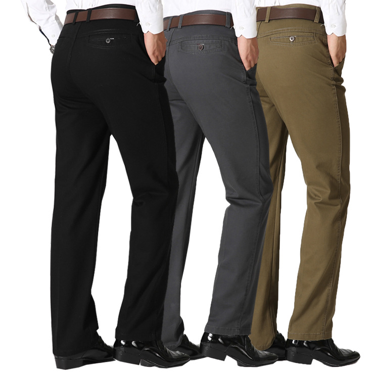 😎🔥100 Cotton Mens Pants Trousers Loose Slacks Seluar Business Long