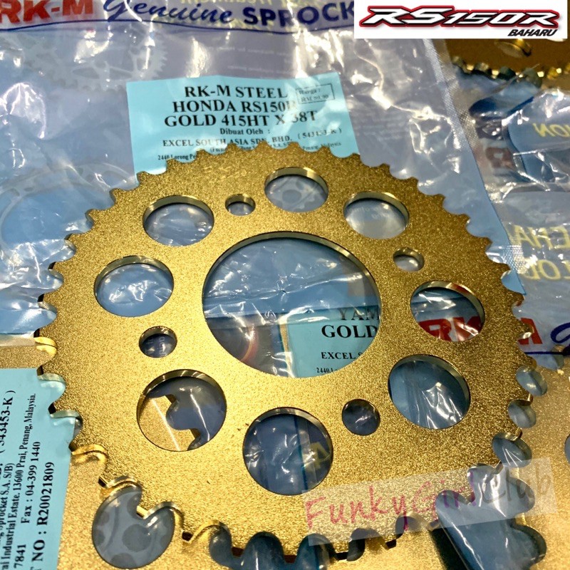 RKM 415 HONDA RS150 REAR STEEL SPROCKET GOLD EMAS RS150R WINNER 150 ...