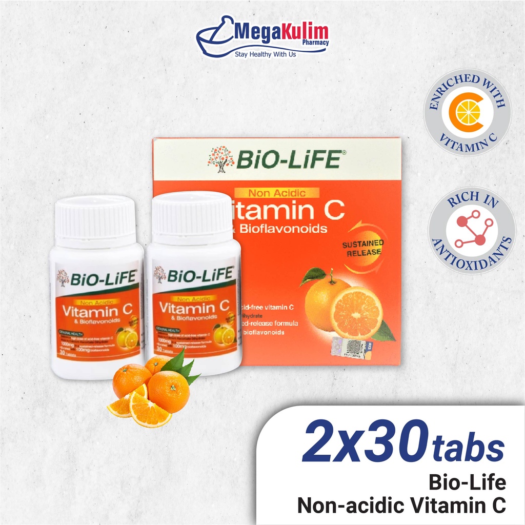 Biolife Non Acidic Vitamin C & Bioflavonoids (2X30 Tab / 2X90 Tab ...