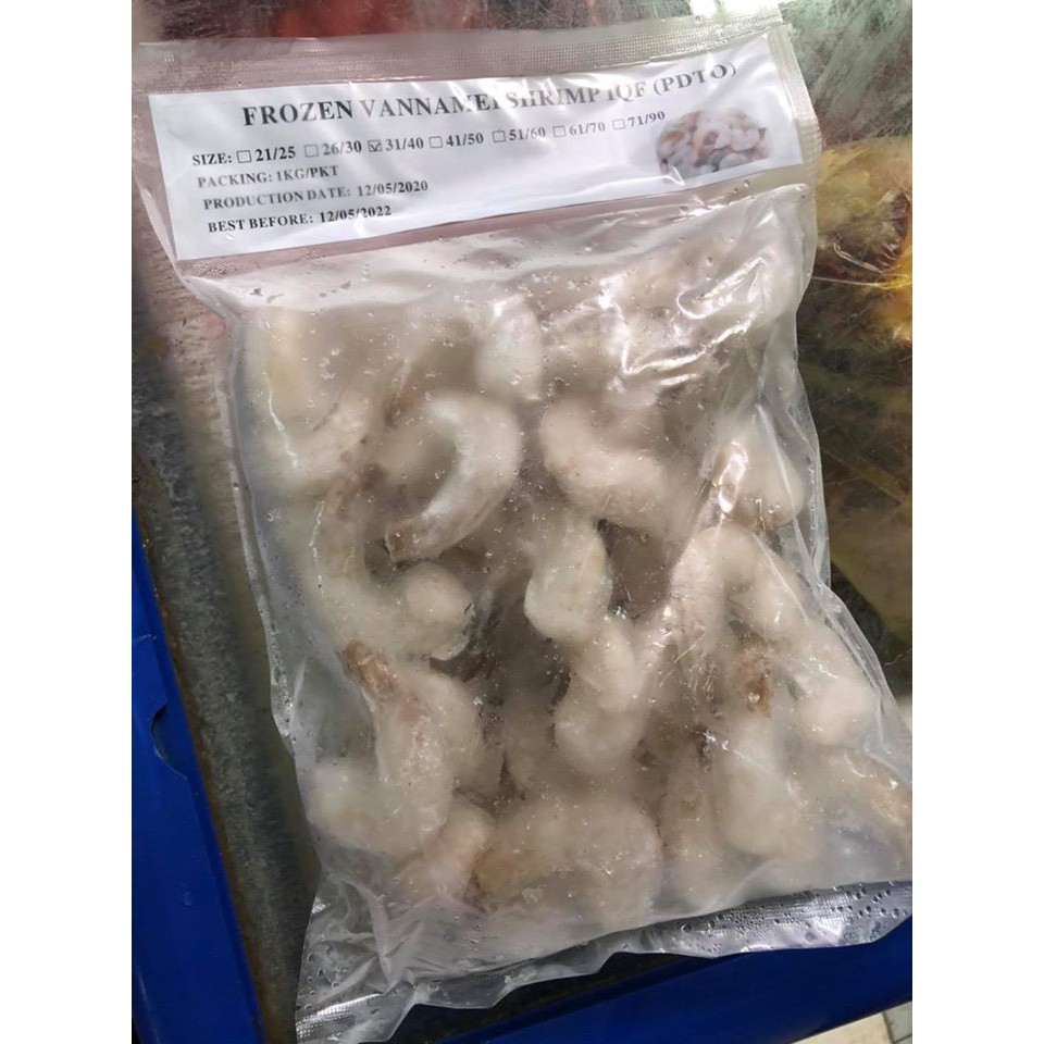 FRESH FROZEN Prawn Meat L Size with tail / Vannamei Prawn 31/40 PD ...