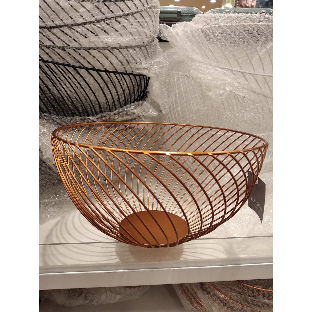 Fruit Basket Bowl Metal Rose Gold Kaison Ready Stock Bakul Besi Buah ...