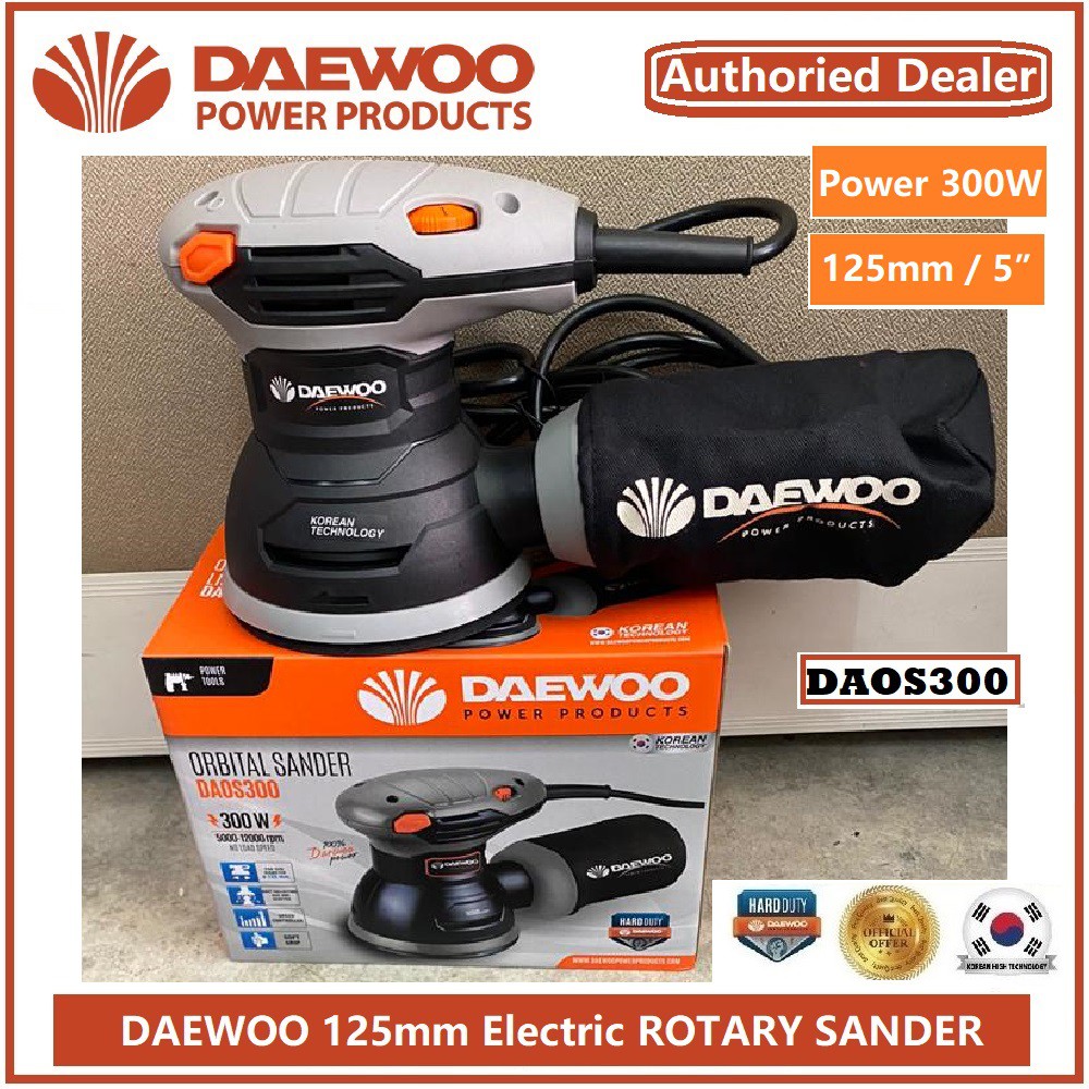DAEWOO 125mm Electric ROTARY SANDER 300Watt FREE 6x Sanding Paper With ...