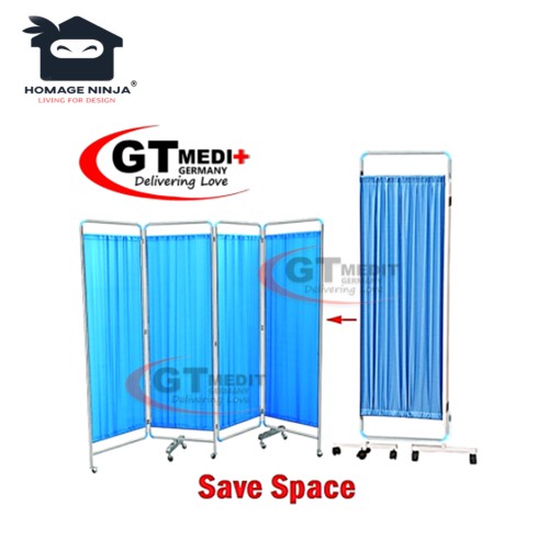 🔥PROMOTION🔥 4 Section Stainless Steel Ward Screen Curtain Movable ...