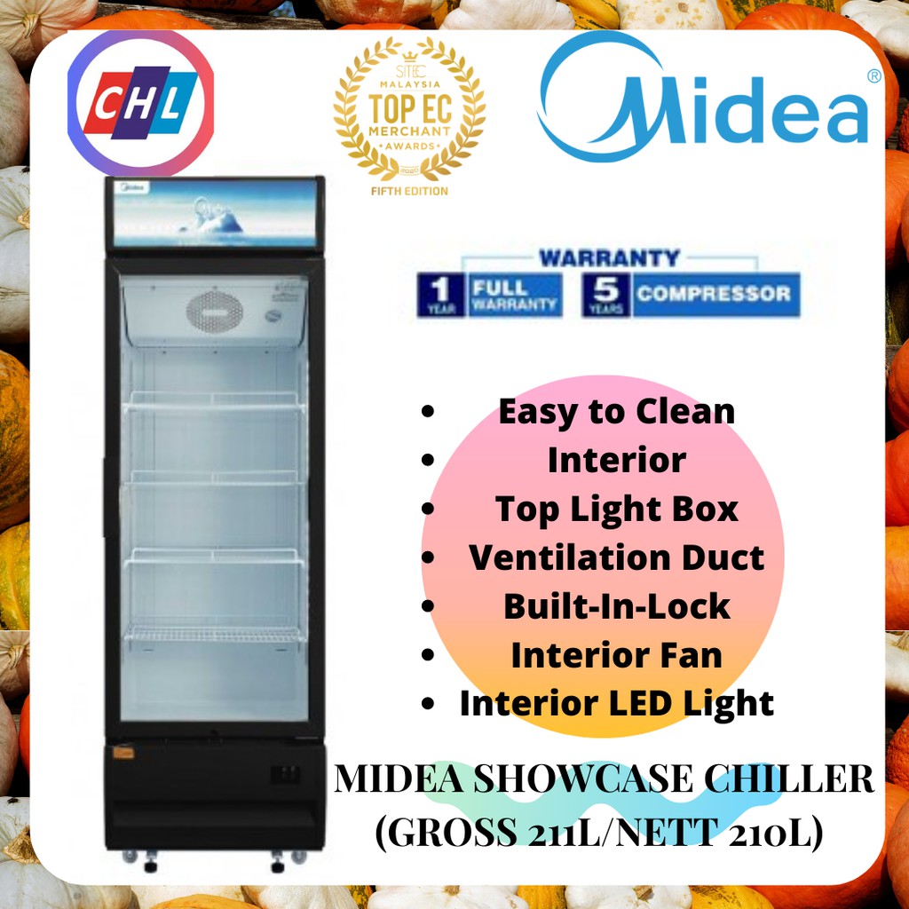 MIDEA Chiller Showcase MD-RZ302FGG30 (replacement model _MSC-216 (216L ...