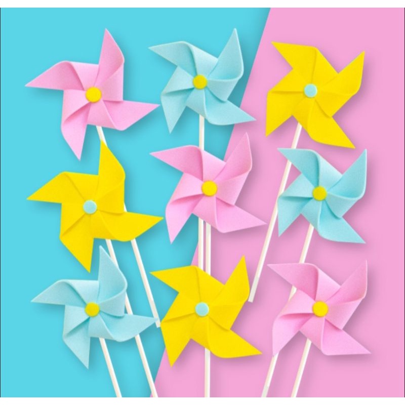Eva windmill flower cake topper立体小风车海绵泡沫插牌 3pcs | Shopee Malaysia