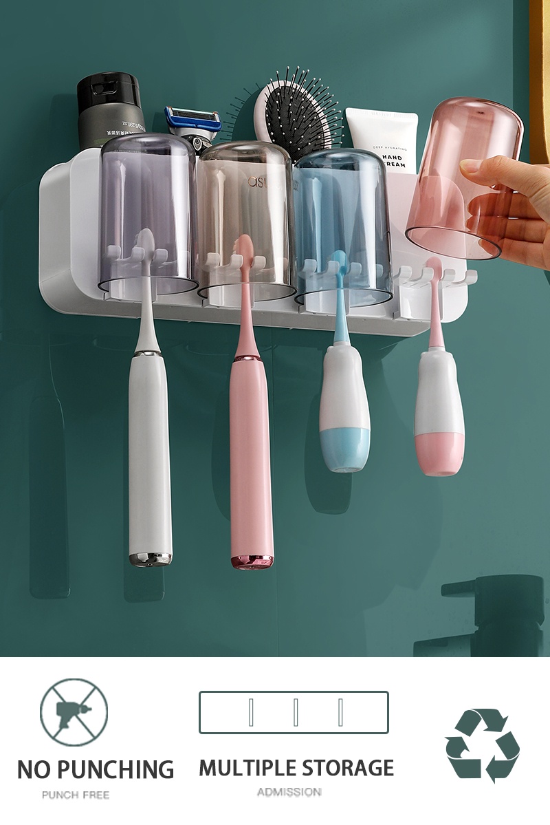 ASWEI Toothbrush Holder Automatic Toothpaste Dispenser Cups Wall ...
