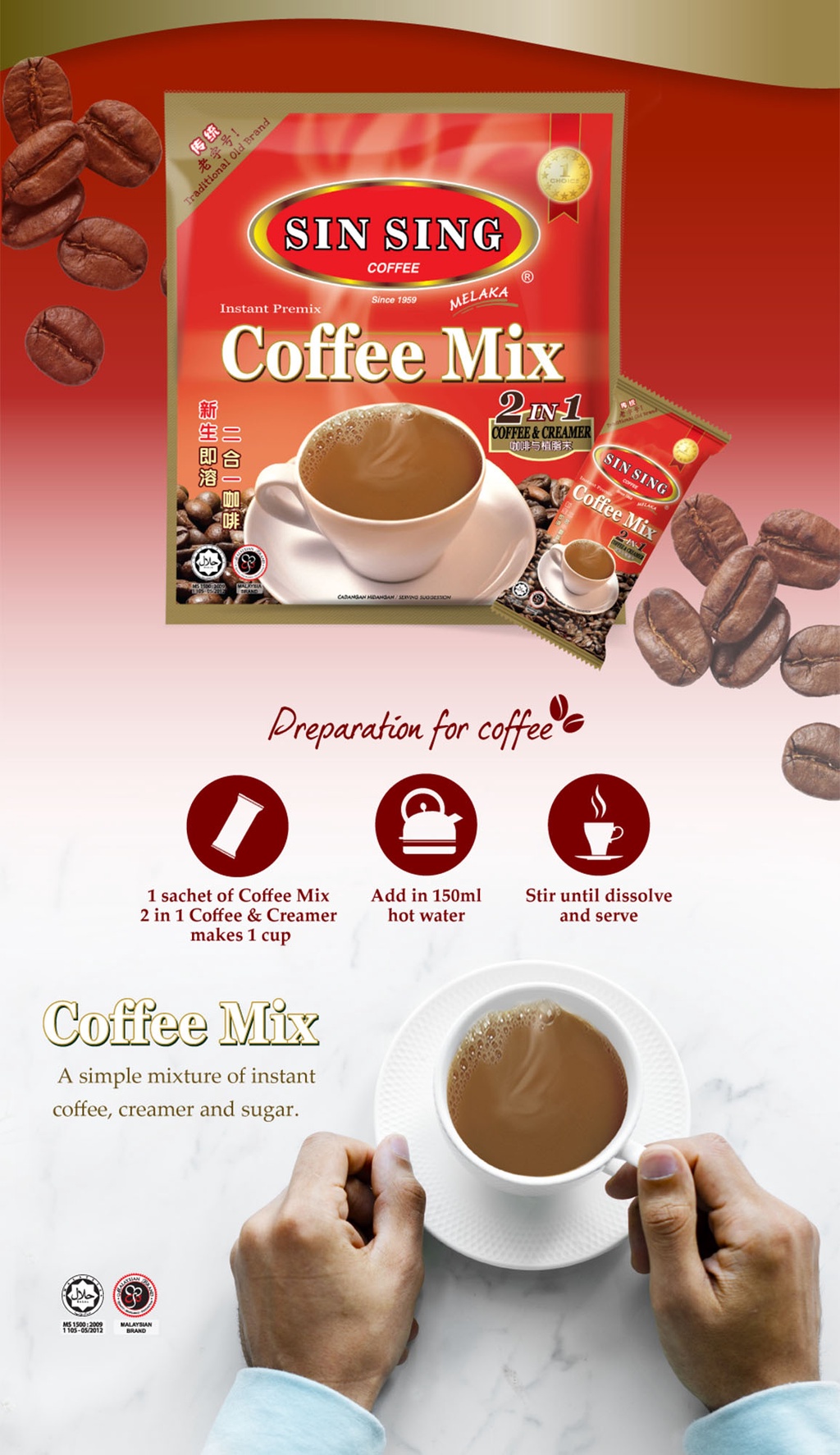 SIN SING Coffee Mix 2 in 1 Coffee & Creamer | Kopi Segera Pracampur 2 ...
