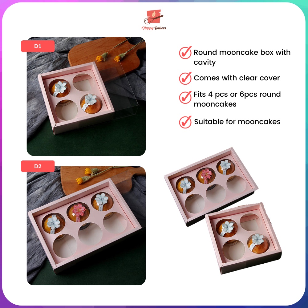 Round Shanghai Mooncake Box 上海月饼 with Cavity 4 or 6 Cavities For ...