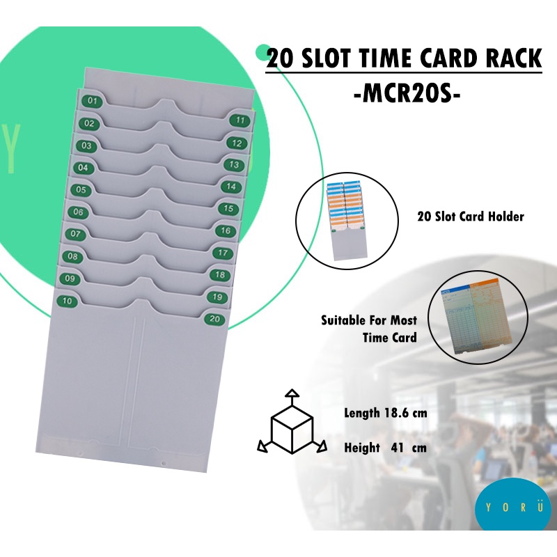 CARD RACK 20Slot Time Card Rack Rak Kad Mesin Punch Card Punch Card ...