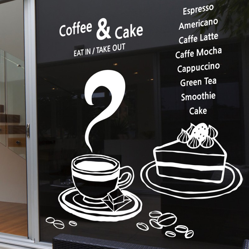 Coffee Shop Cake Sticker Sandwich Decal Cafe Poster Vinyl Art Wall ...