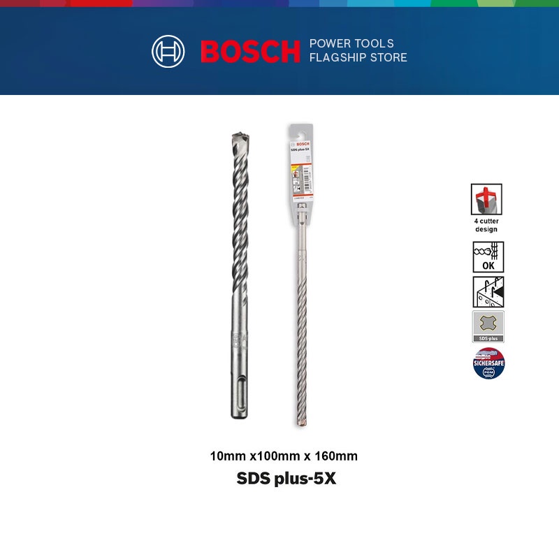 BOSCH SDS-Plus 5X Masonry & Reinforced Concrete Hammer Drill Bit 10mm x ...