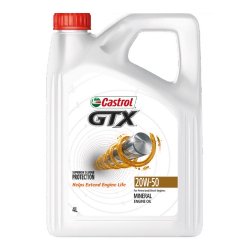 Castrol GTX 20W50 mineral engine oil (4 liter) for petrol & diesel cars ...