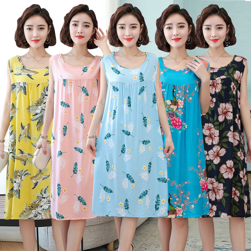 Middle-aged Elderly Women Cotton Silk Sleepwear Large Size Mother ...