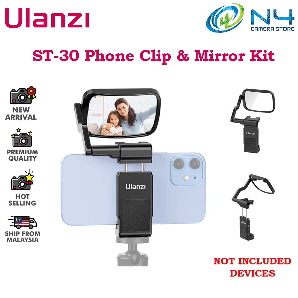Ulanzi ST-30 Phone Clip Flip Mirror Kit Universal Smartphone Vlog ...