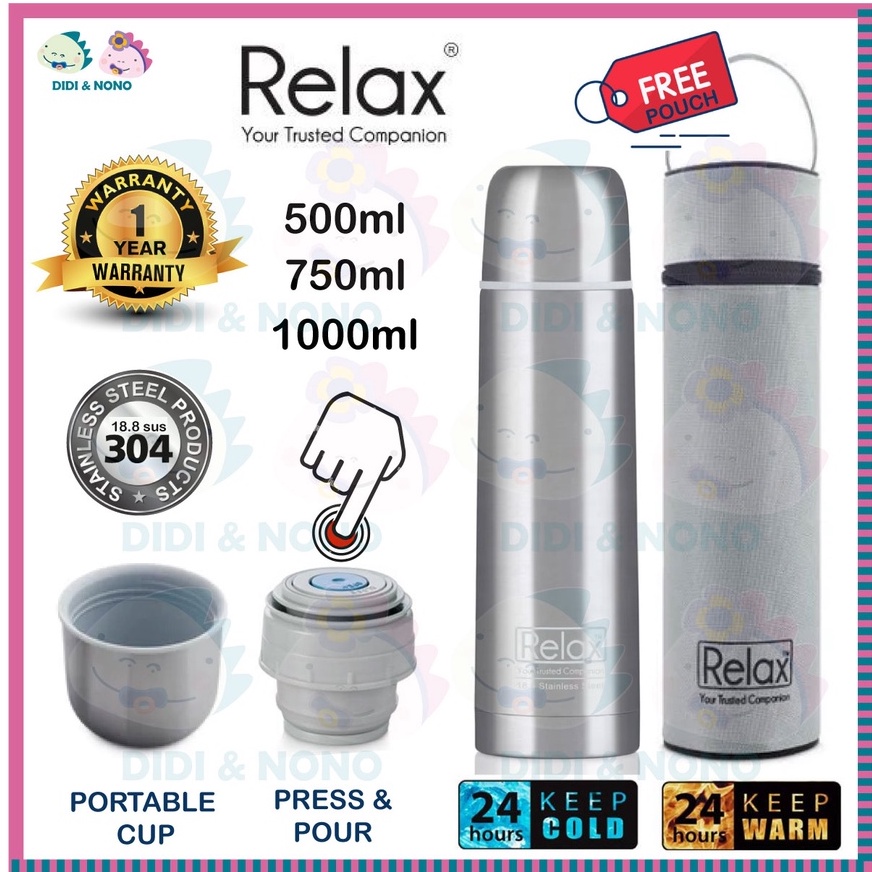 bekas air panas Relax Classic Stainless Steel Thermal Flask With Free ...