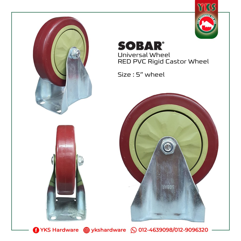 SOBAR 5" Red PVC Rigid Castor Wheel - Roda Tayar PVC Merah | Shopee ...