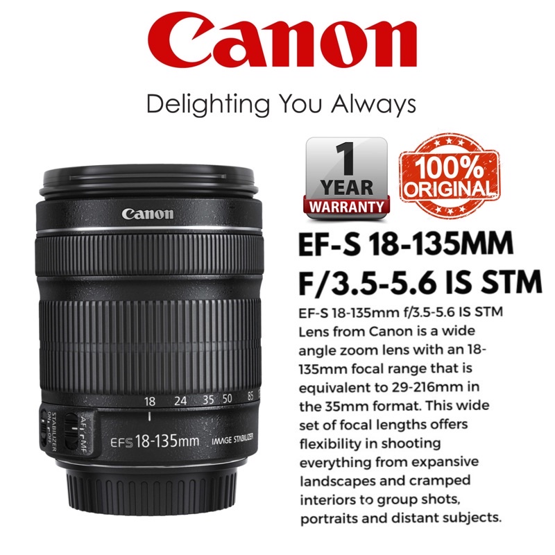 Canon EF-S 18-135mm F/3.5-5.6 IS STM lens original with original box ( 1 years warranty ...