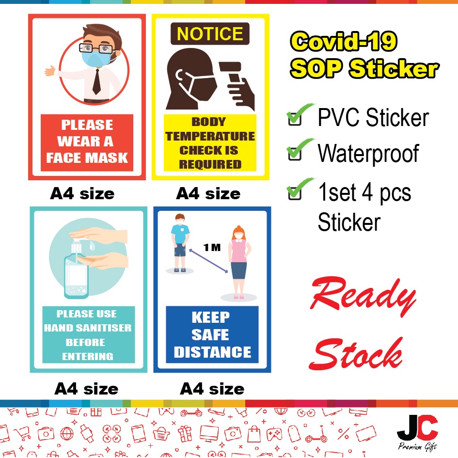 Social Distance Sticker / SOP Sign Sticker | Shopee Malaysia