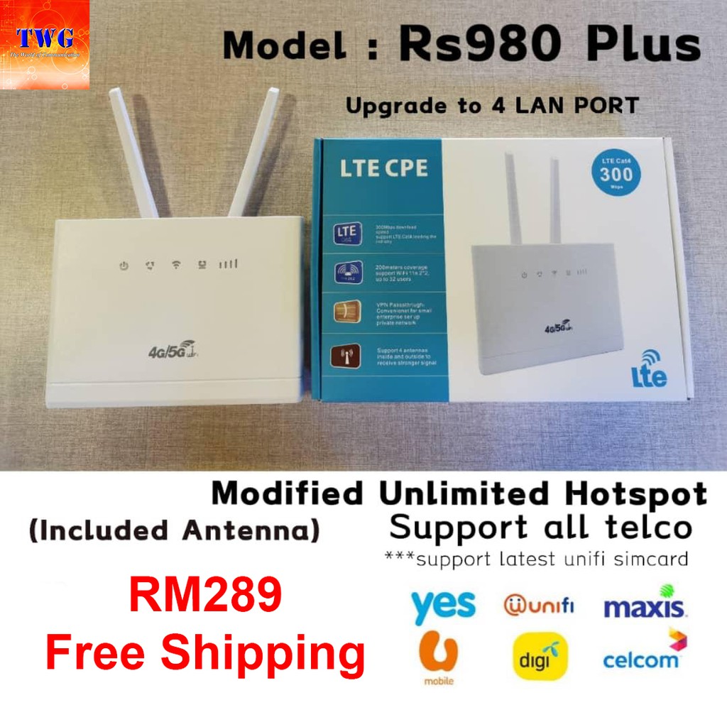 New Stock MOD Unlocked Modem LTE CPE RS980 Plus 4G Wifi Router 150Mbps ...